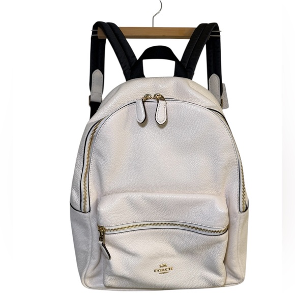 Coach | Bags | Coach Ivory Leather Backpack With Gold Zippers | Poshmark